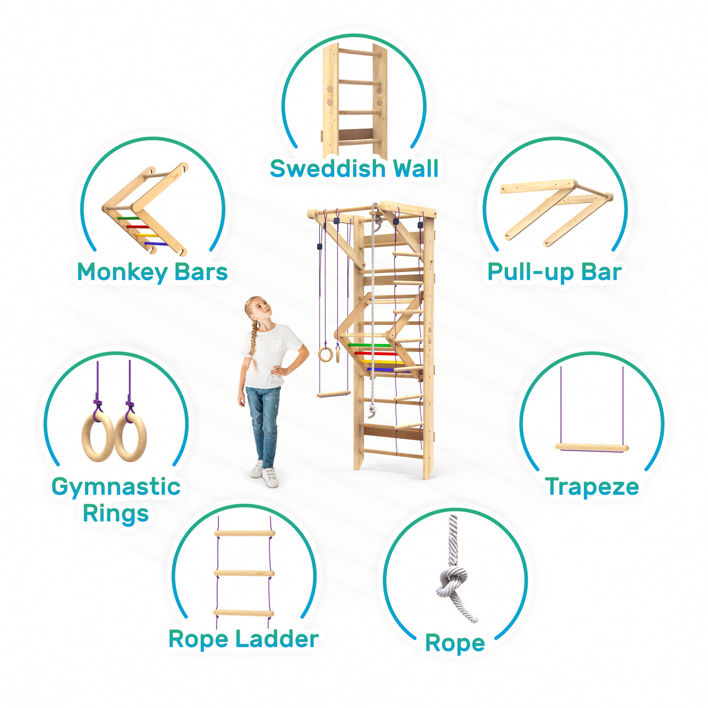 Wooden Swedish Ladder Wall Set Sport 4